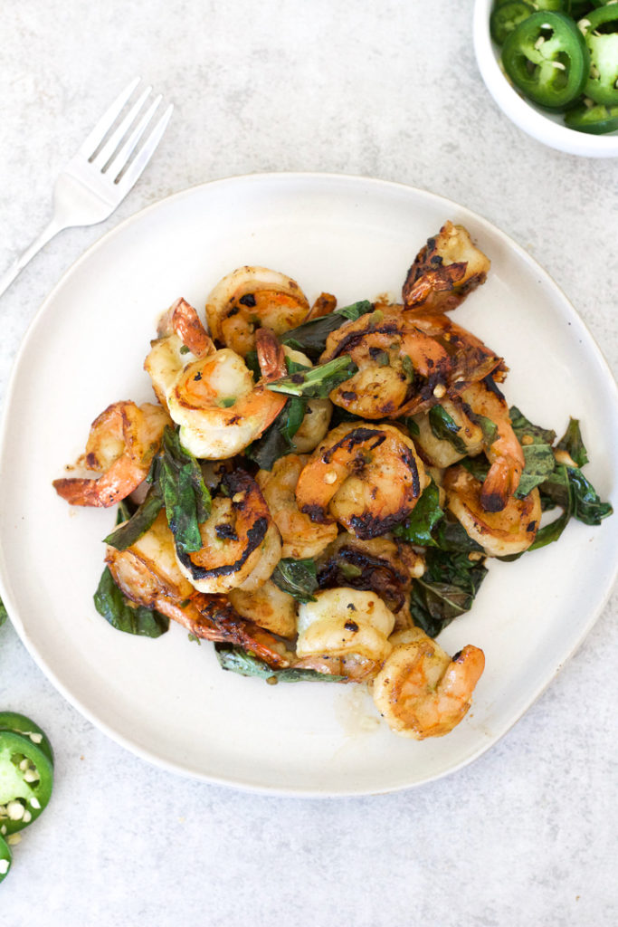 Shrimp and basil stir fry - One Girl. One Kitchen.