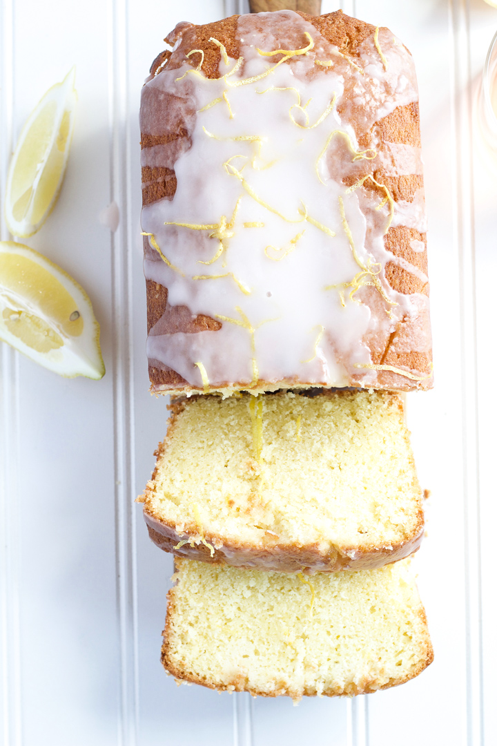 Lemon rosé loaf cake with rosé glaze - One Girl. One Kitchen.