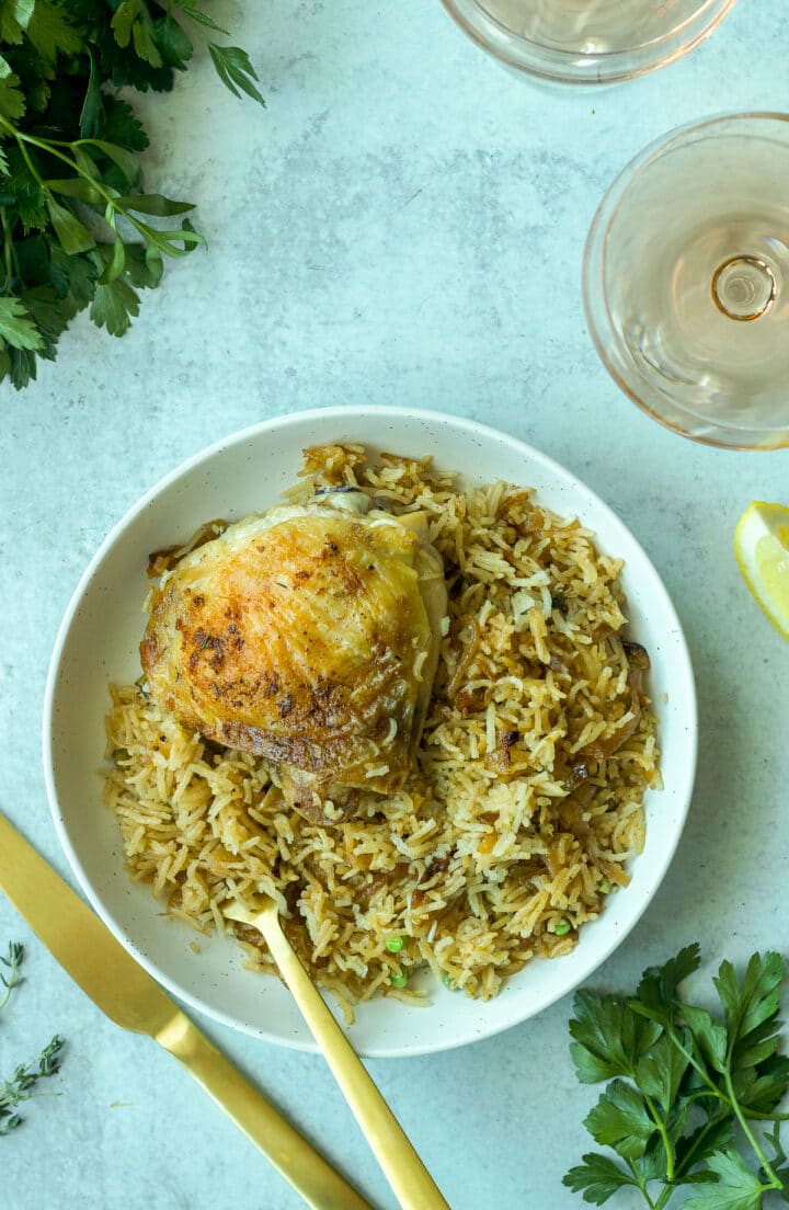 Garlic Rosé Chicken and Rice - One Girl. One Kitchen.