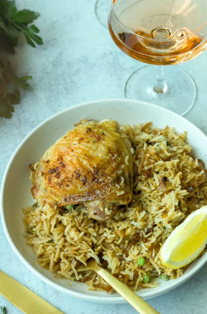 Garlic Rosé Chicken and Rice - One Girl. One Kitchen.