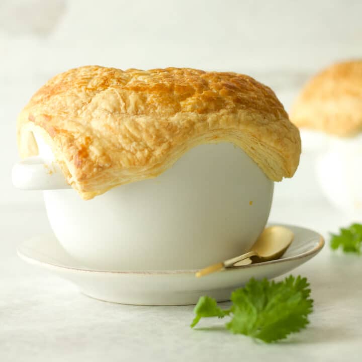Curry Chicken Pot Pie (with Puff Pastry) | One Girl. One Kitchen.