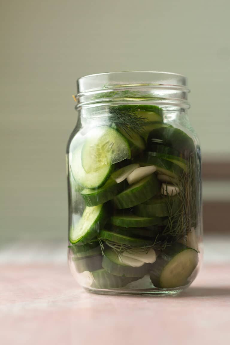 Small Batch Refrigerator Dill Pickles (One Pint) - One Girl. One Kitchen.